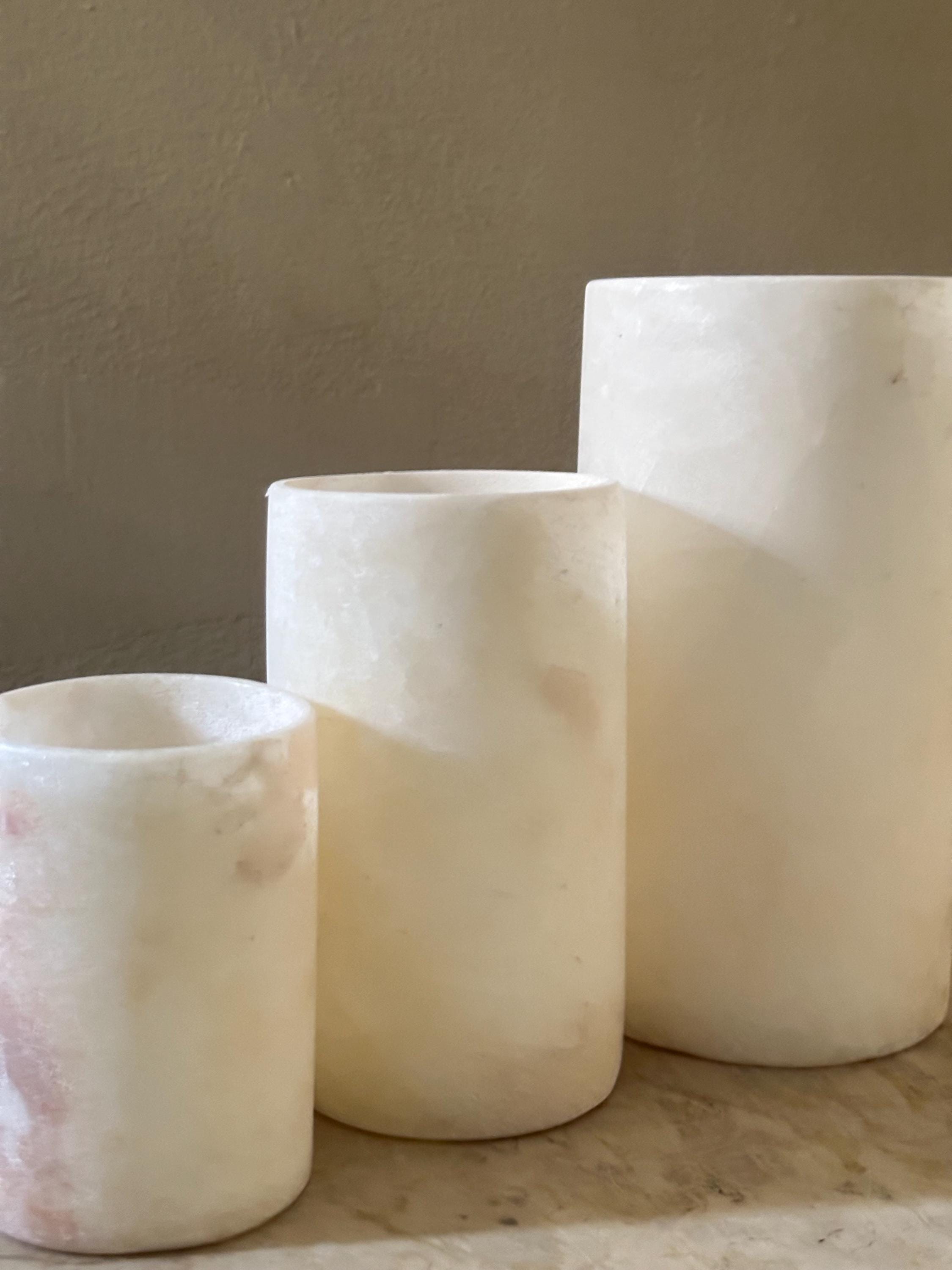 Candle Holder, Alabaster Candle Holder, Cylinder Alabaster Shape ...