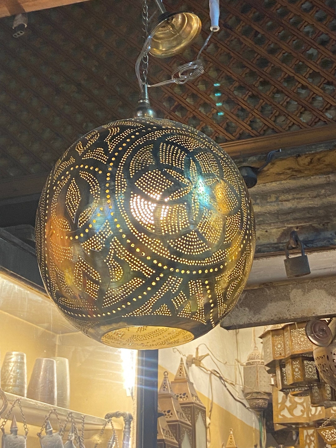 Large Egyptian Ceiling Lamp Light, Illuminating Egyptian Ceiling ...