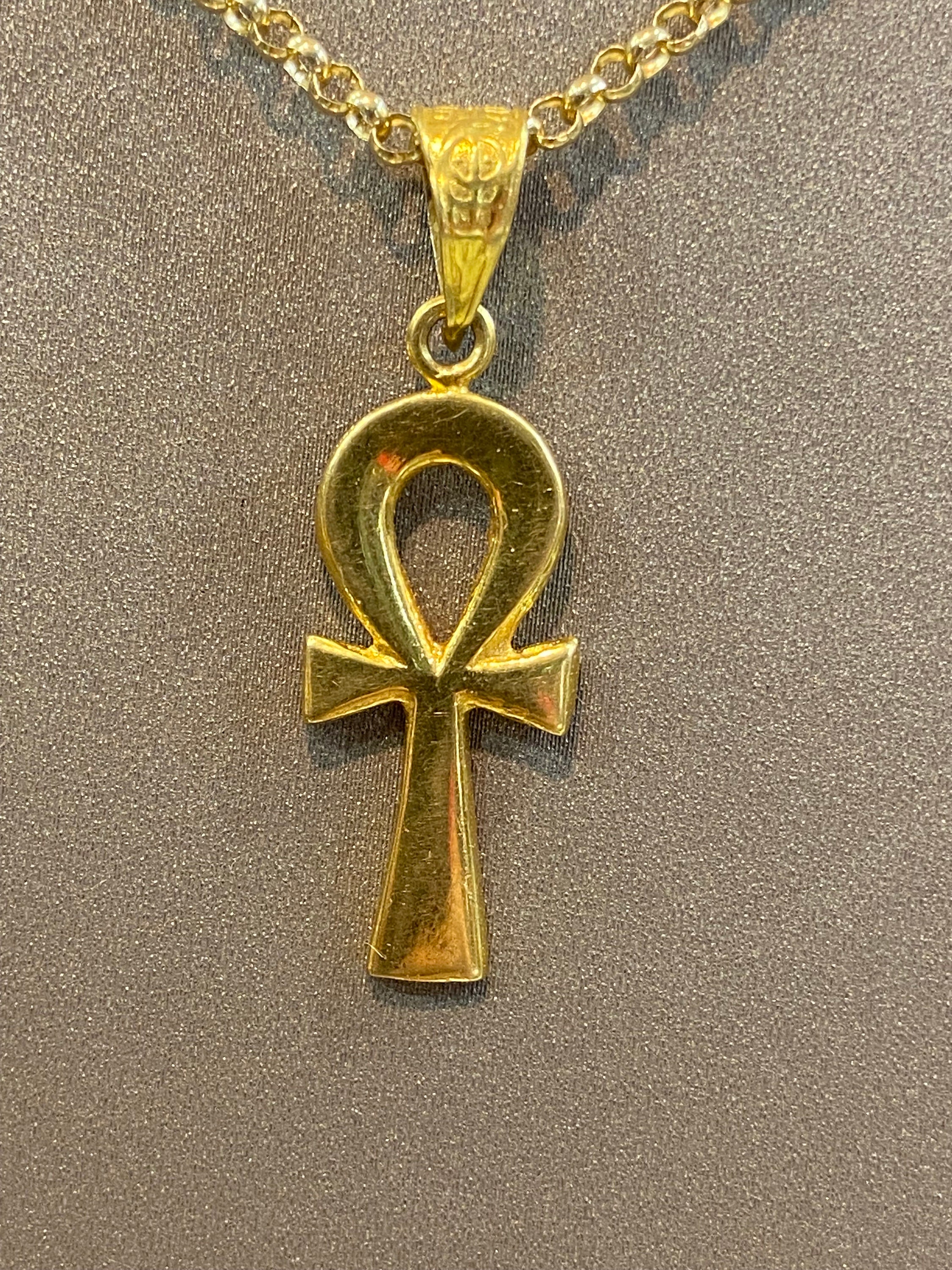 18K Gold Egyptian Key of Life Pendant, Certified Yellow Gold ...