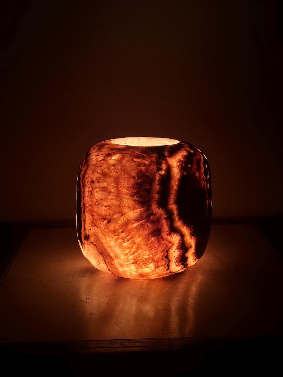 Alabaster Tea Light Candle Holder, X Large Amber Alabaster Stone ...