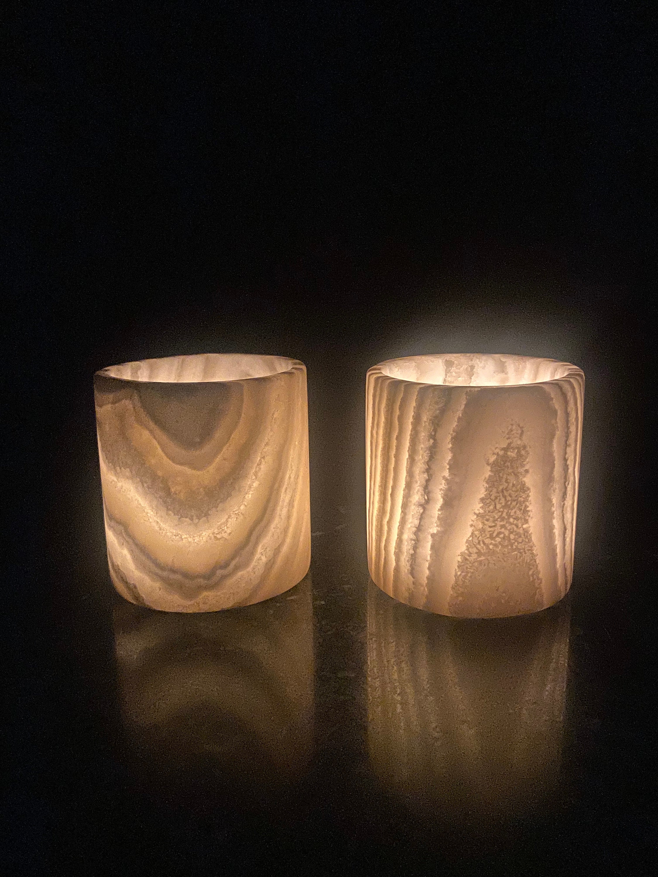 2 Alabaster Candle Holders, - Etsy