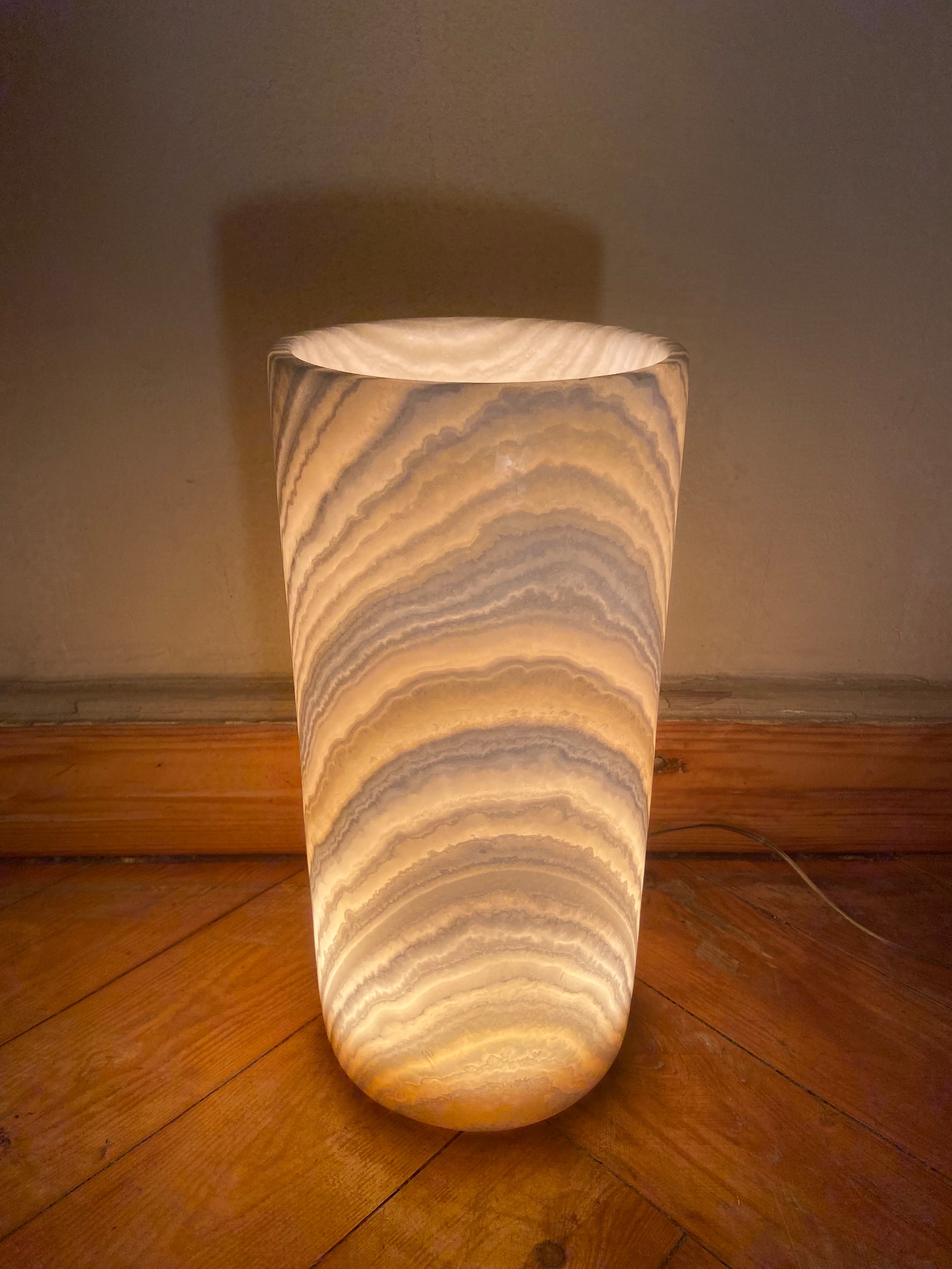 Cylinder Alabaster Lamp, Egyptian Alabaster, Table Lamp, Rare Alabaster ...