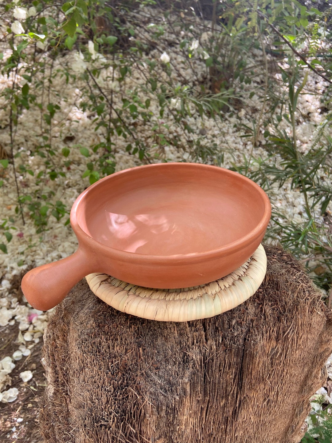 Clay Frying Pan/ Free Palm Leaf Stand/ Earthen Wok/ Clay Skillet ...