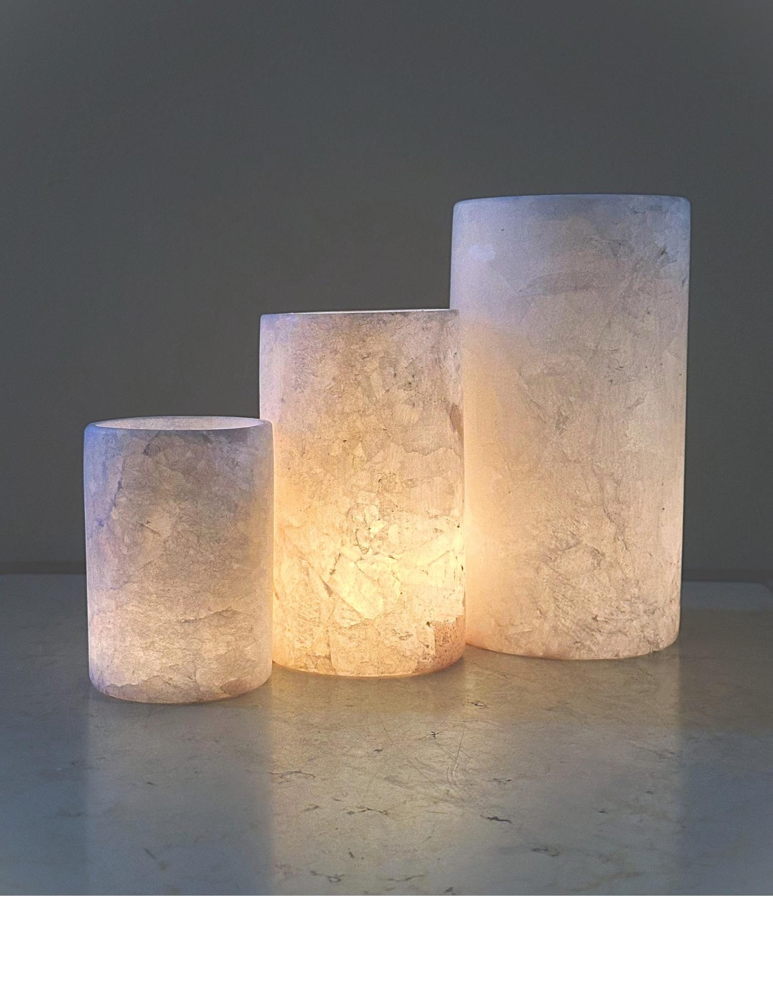 Candle Holder, Alabaster Candle Holder, Cylinder Alabaster Shape ...