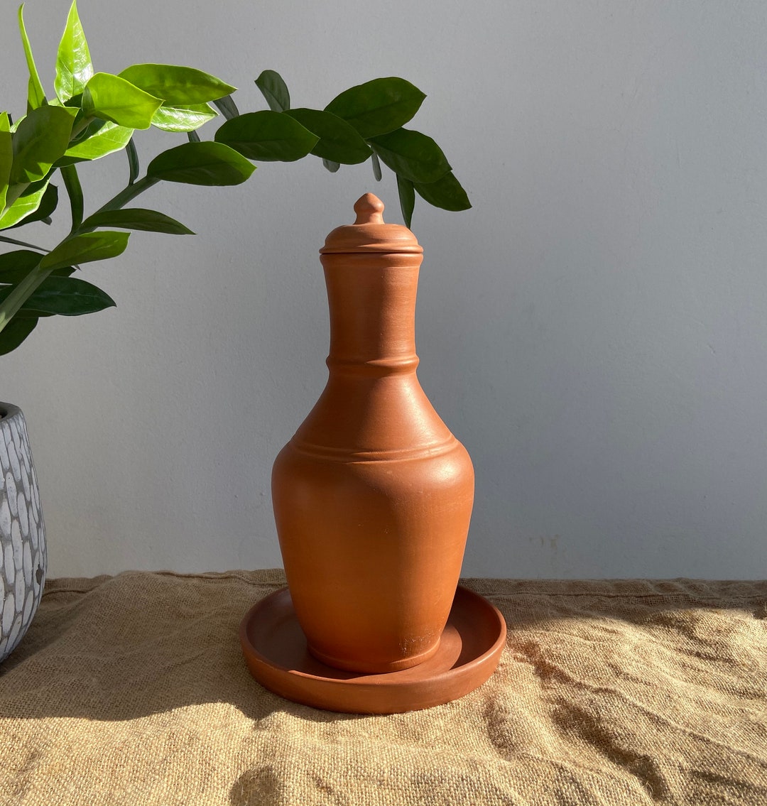 Handmade Clay Water Bottle, 2 Liter / 100% Eco Friendly Earthen Water ...