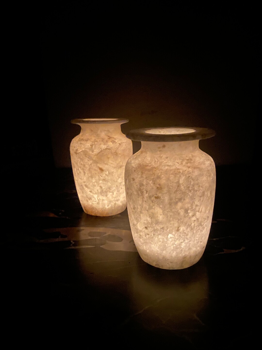 Alabaster Tealight Vase 20cm, Alabaster Candle Holder, White Alabaster ...