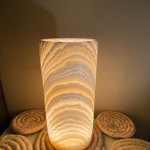 Cylinder Alabaster Lamp, Egyptian Alabaster, Table Lamp, Rare Alabaster ...