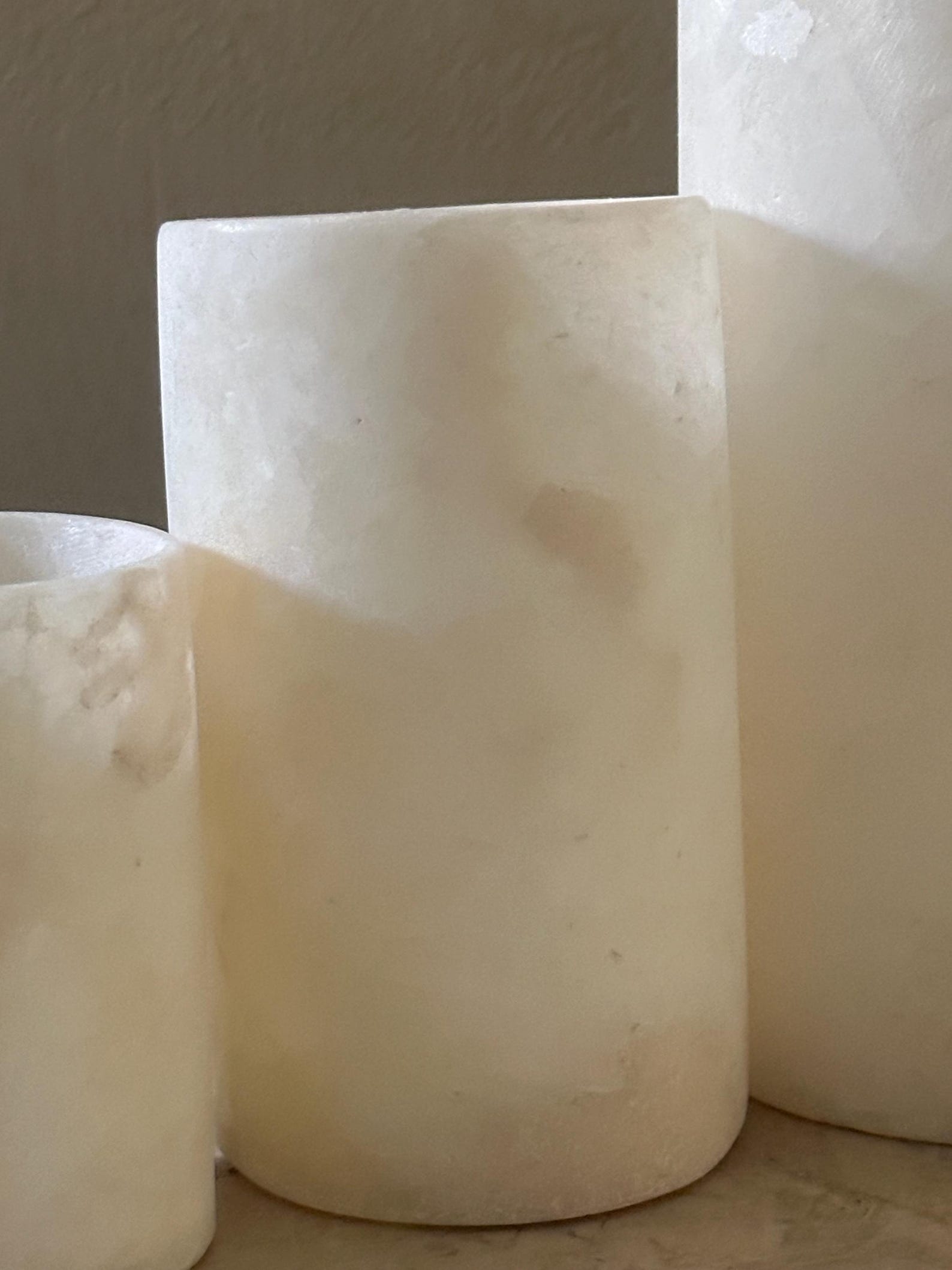 Candle Holder, Alabaster Candle Holder, Cylinder Alabaster Shape ...