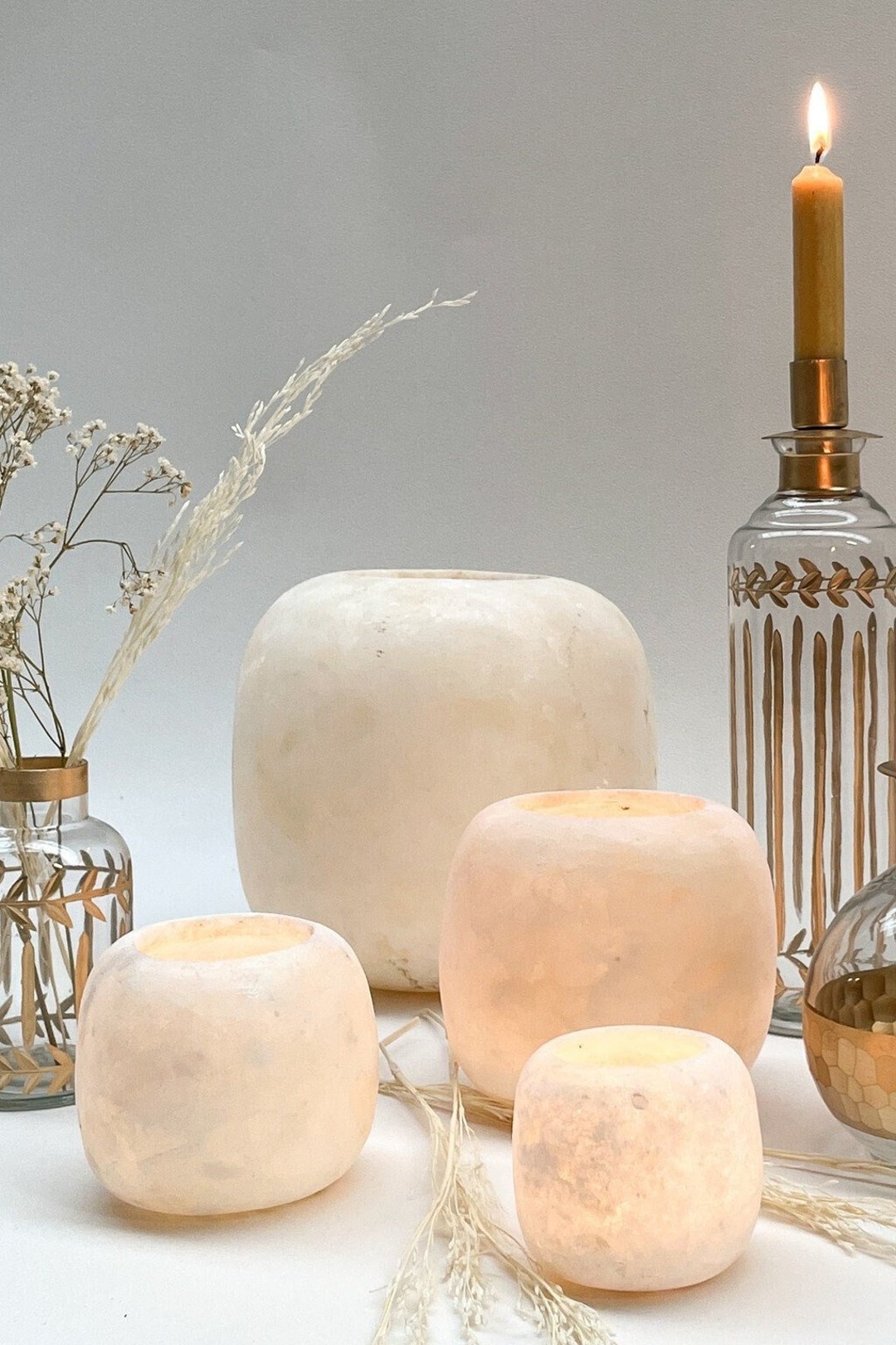 Egyptian White Alabaster Tealight, Alabaster Candle Holder, Alabaster ...