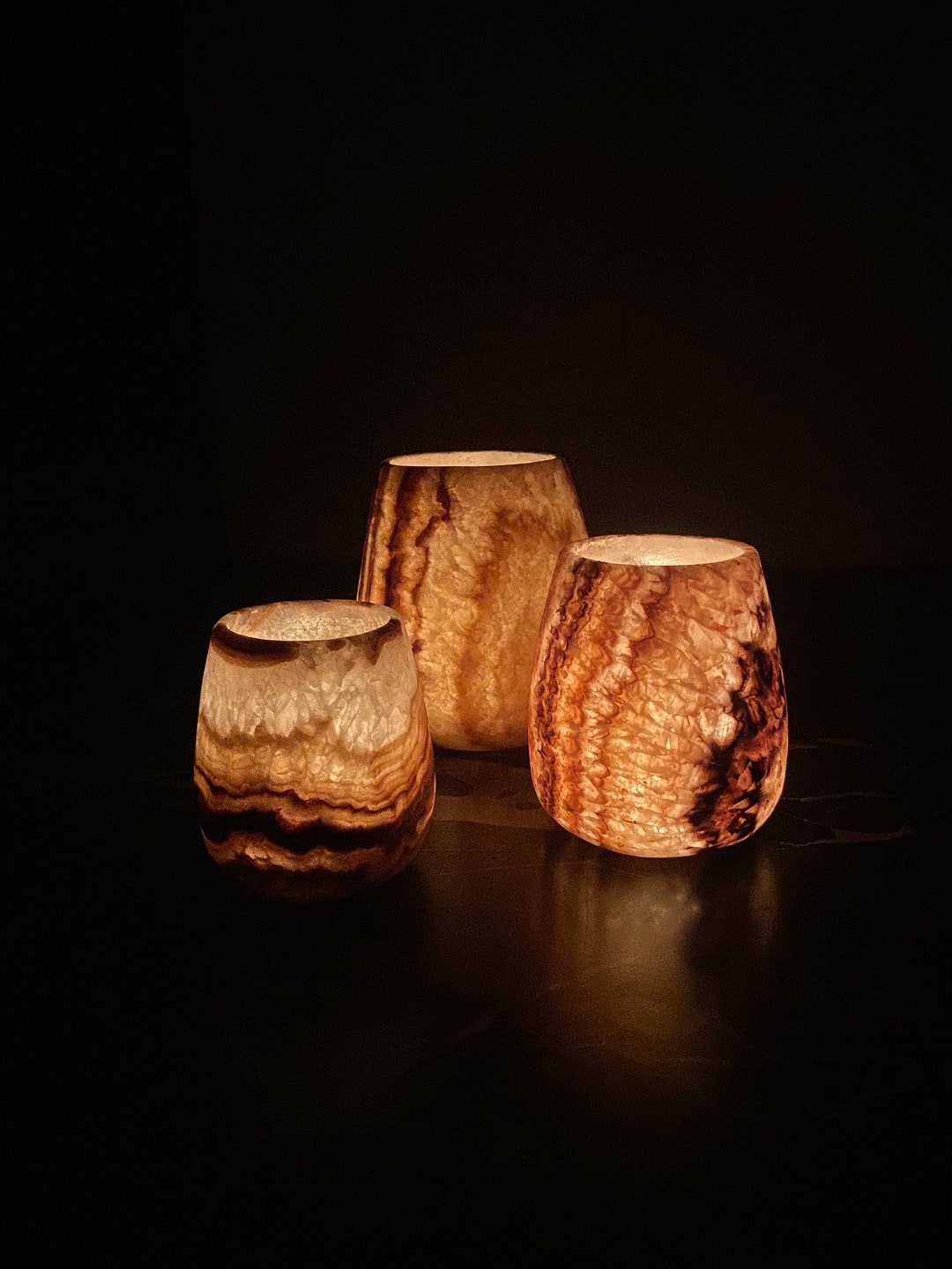 Brown Alabaster Candle Holder, Teardrop Shape, Alabaster Tealight ...