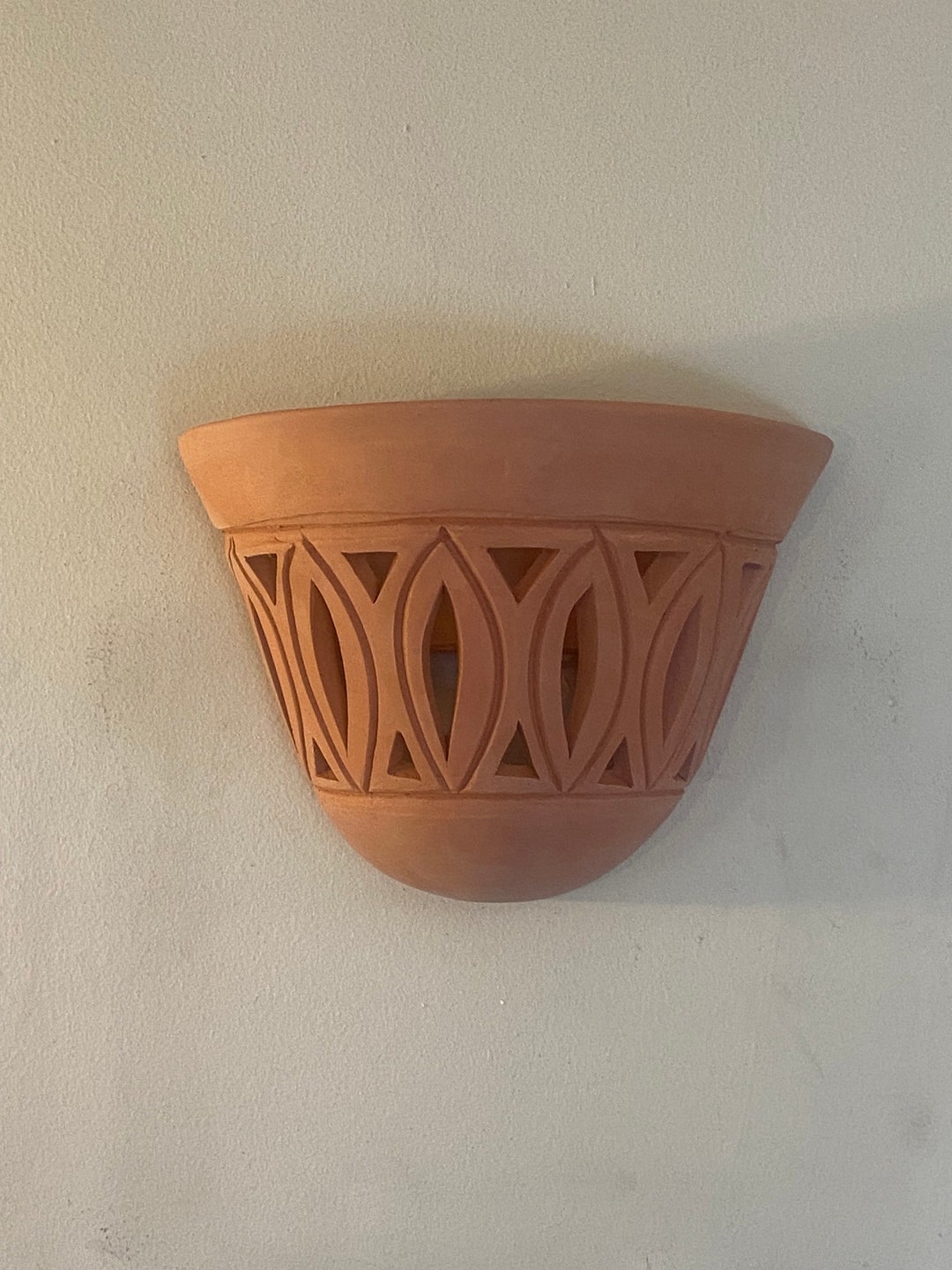Lotus Design, Wall Sconce, Terracotta, Handmade Clay Sconce, Rustic ...
