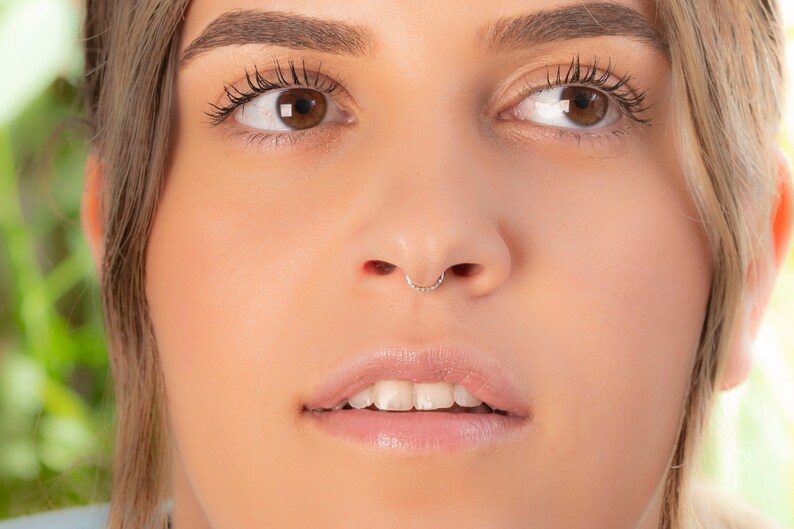 Hammered Silver Septum Piercing Ring 20G Dainty Septum Nose Hoop - Etsy