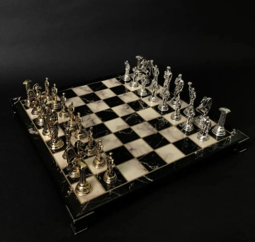 Roman Figures Cast Stone Chess Set With Legs and Board ,chess Set With ...