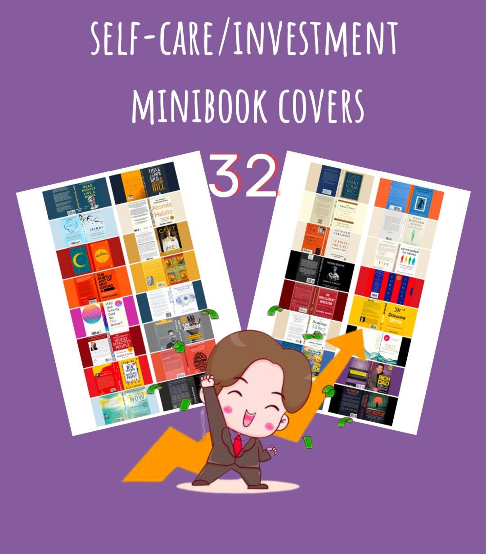 Self-help Set of 32 Miniature Book Covers 1:12 Scale Downloadable ...