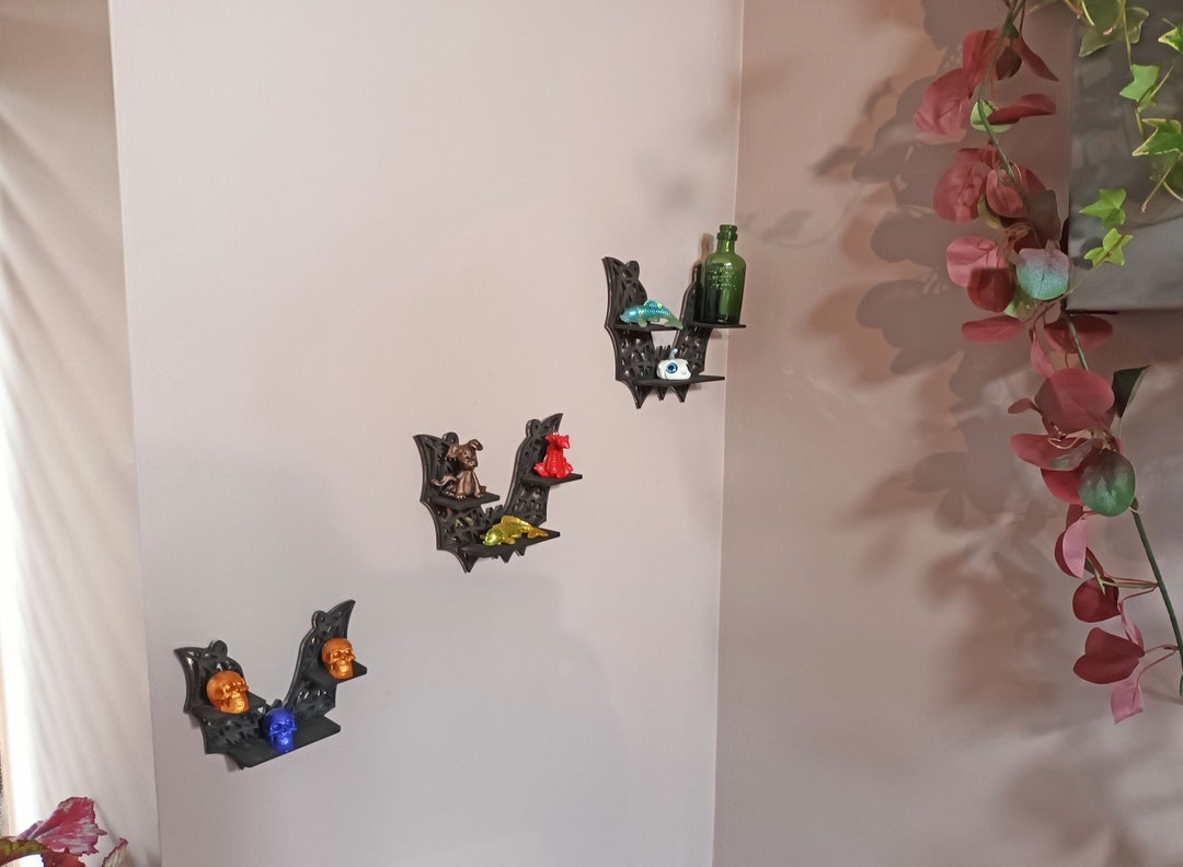 Bat Mirror Shelves Set of 3, Gothic Display Shelf, Gothic Décor, Gothic ...