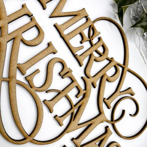 Ornate Merry Christmas Script Decoration, MDF Shape * Christmas Decor ...