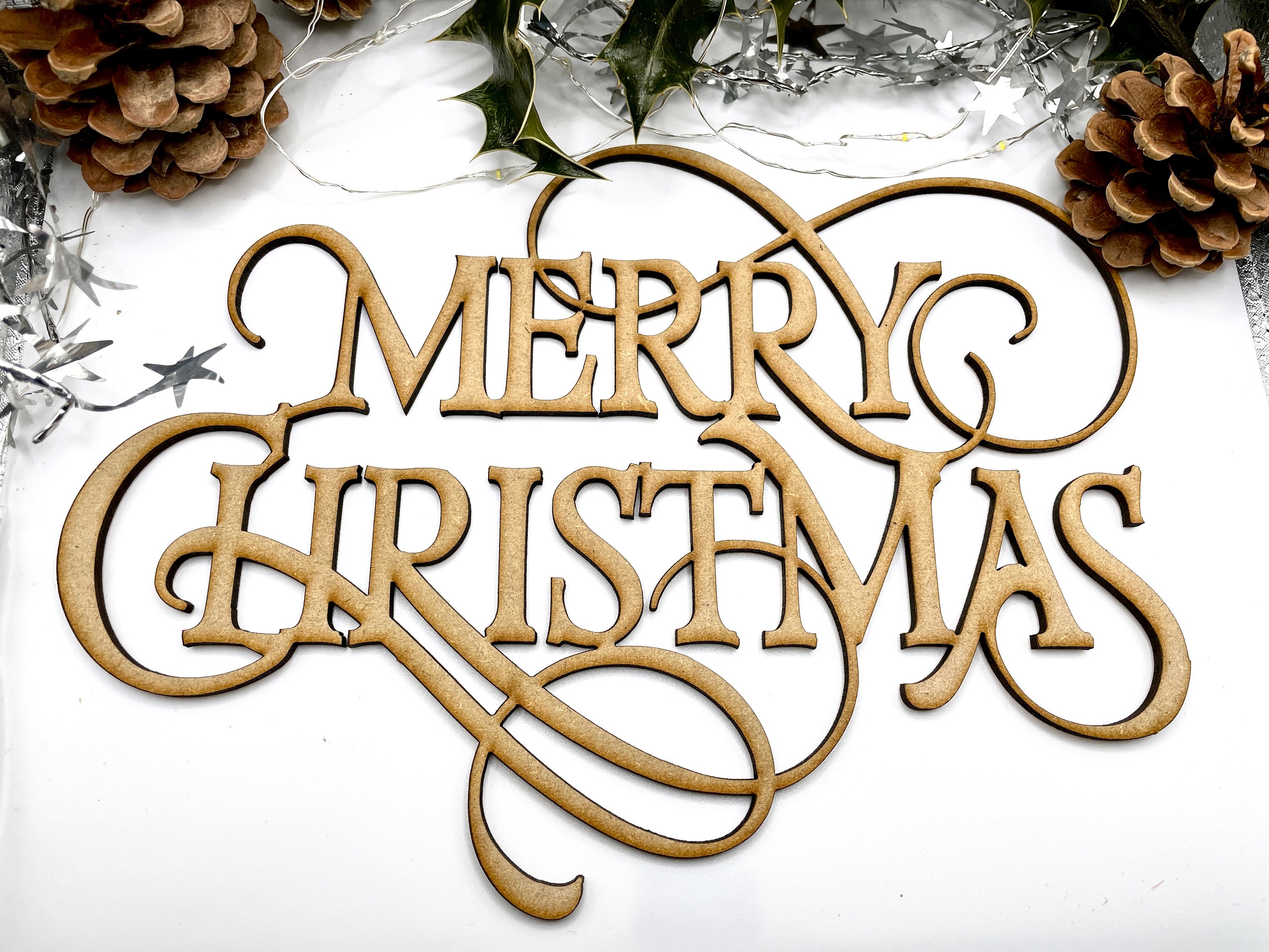 Ornate Merry Christmas Script Decoration MDF Shape - Etsy