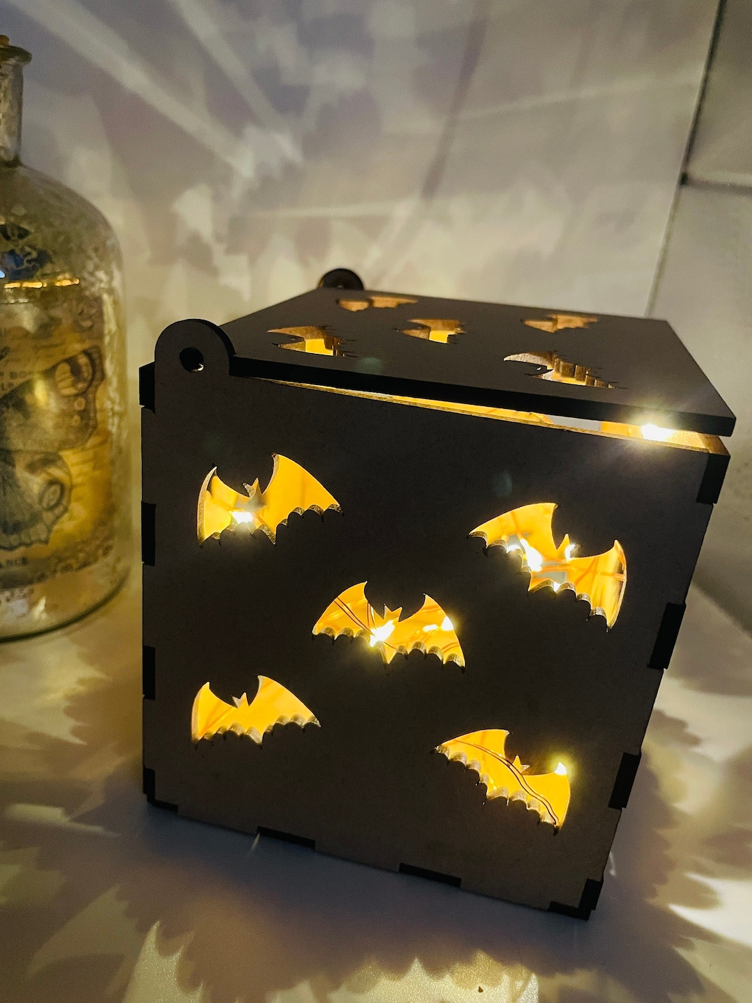 Bats Night Light, Shadow Box, Candle Box, Bat Lantern * Halloween ...