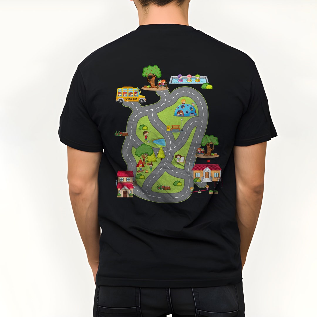 Play Cars on Dad's Back Mat Road Car Race Track T-shirt - Etsy