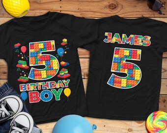 Building Block Birthday Boy Girl Shirt,custom Birthday Buiding Shirt ...