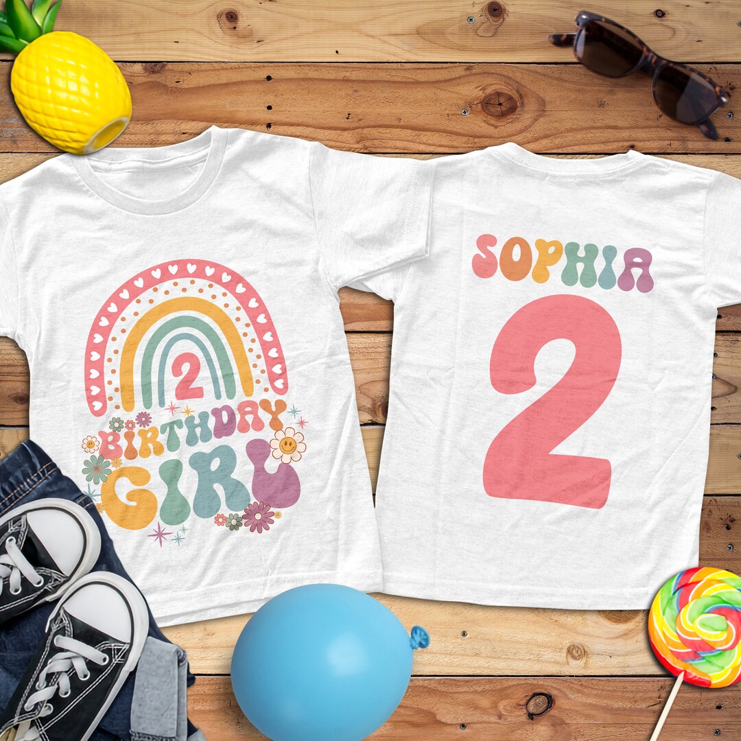 Rainbow Birthday Girl Shirt 2 Year Old Birthday Shirt Girls - Etsy
