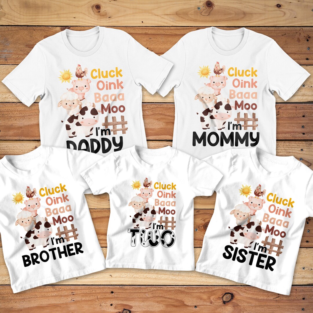 Family Cluck Oink Baa Moo I'm Two Cow Birthday Shirt Farm - Etsy