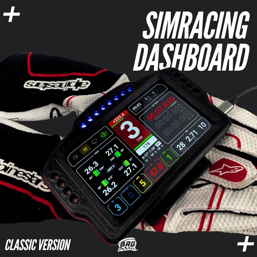 BRG Simracing Dashboard Classic Version, 5-inch Screen, 16 Leds, Plug ...