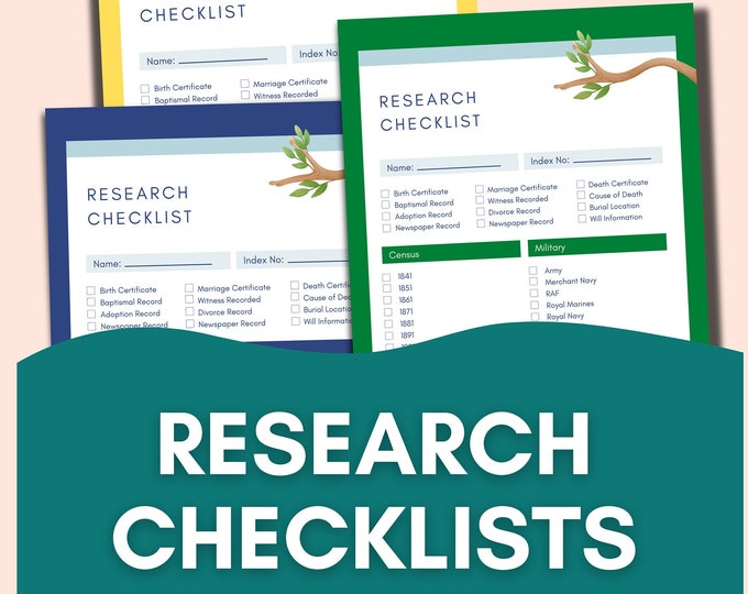Genealogy Research Checklist | Digital Download | Printable Form ...
