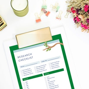 Genealogy Research Checklist Digital Download Printable Form Research ...