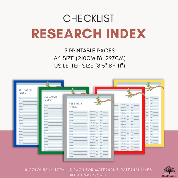 Research Index Checklist Digital Download Printable - Etsy Australia