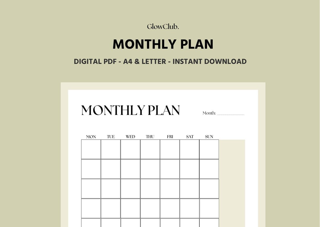 Monthly Planner Template, Fillable Planner, Minimalist Monthly Planner ...