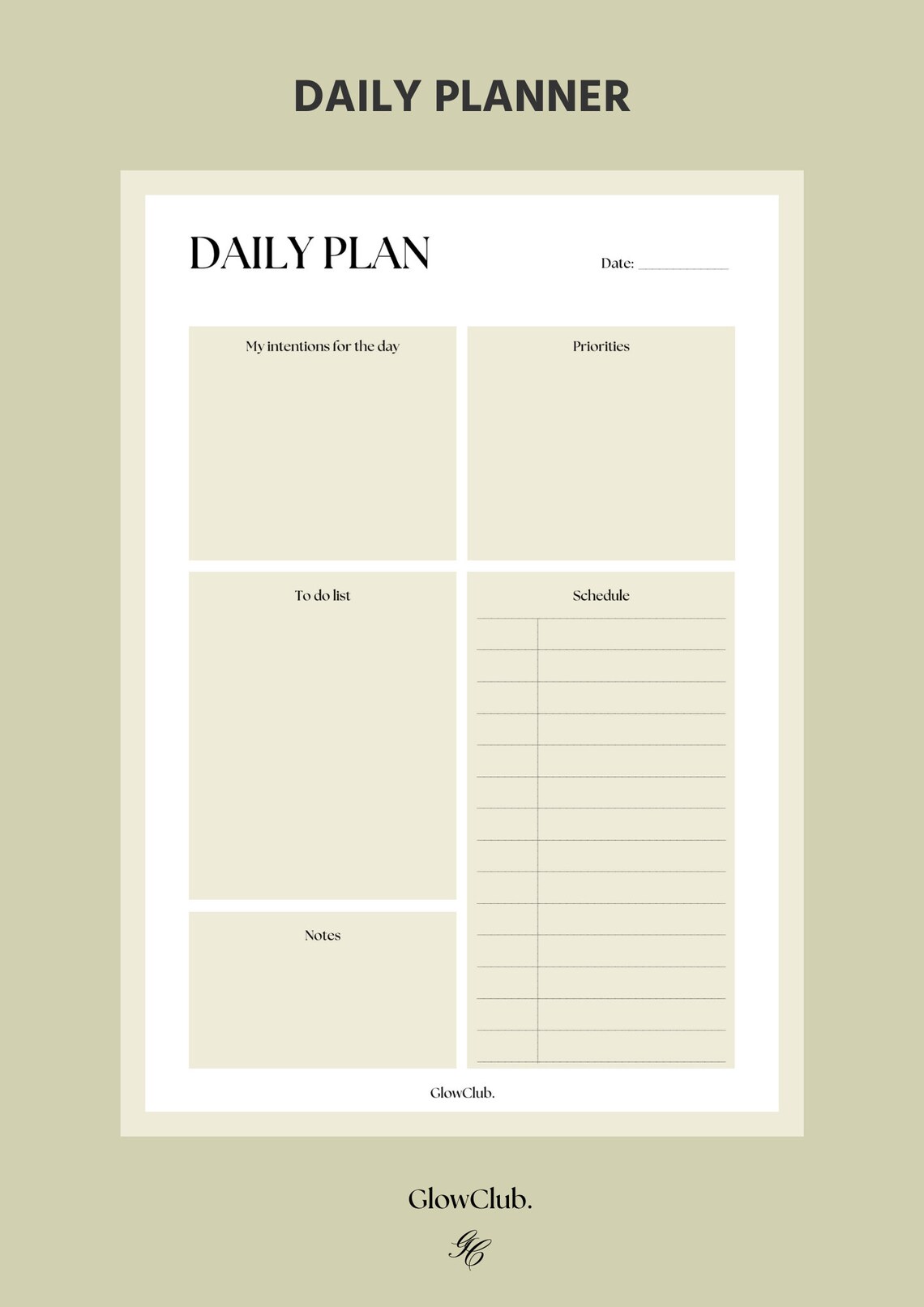 Daily Planner Template, Fillable Planner, Minimalist Daily Planner ...