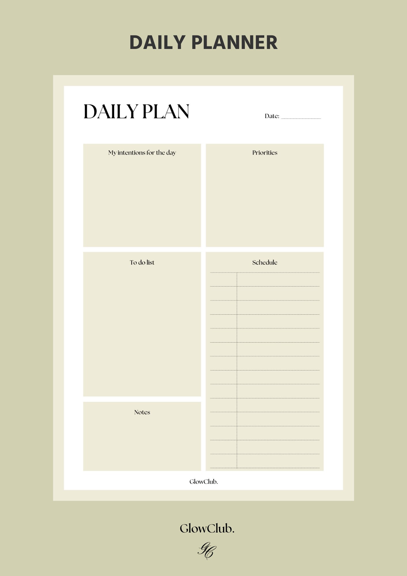 Daily Planner Template, Fillable Planner, Minimalist Daily Planner ...