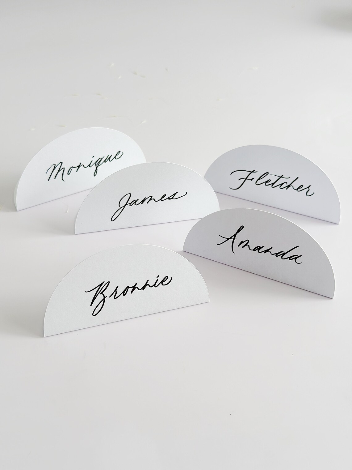 Half Round Folded Placecards | Place Cards | Calligraphy Place Cards ...
