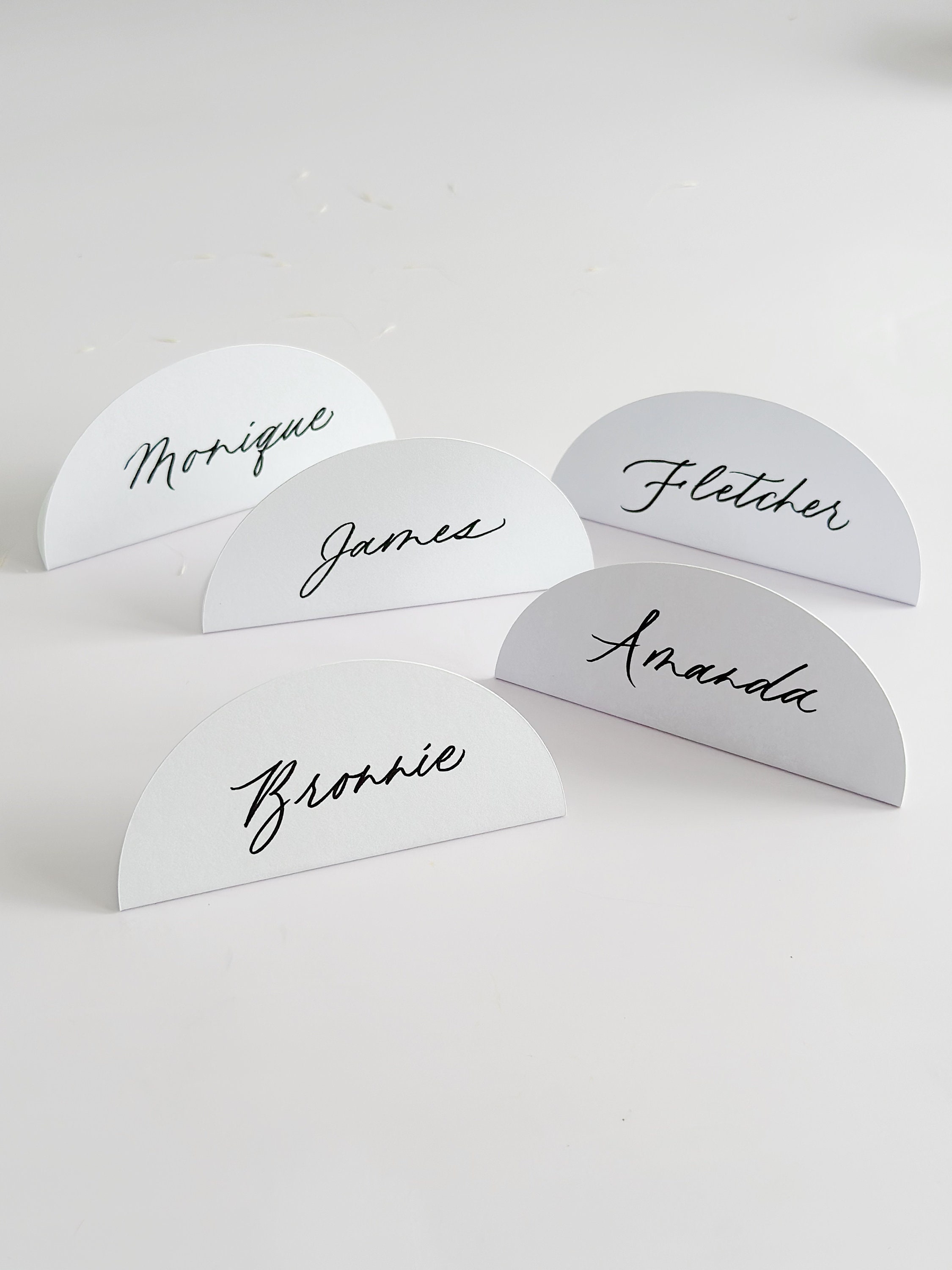 Half Round Folded Placecards | Place Cards | Calligraphy Place Cards ...