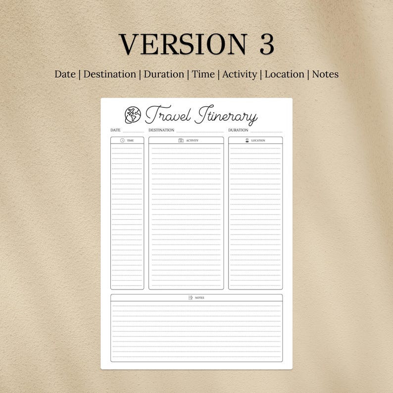 Printable Travel Itinerary | Vacation Planner With Checklist (PDF ...