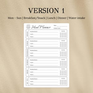 Weekly Printable Meal Planner, Food Menu, Calorie Intake, Grocery List ...