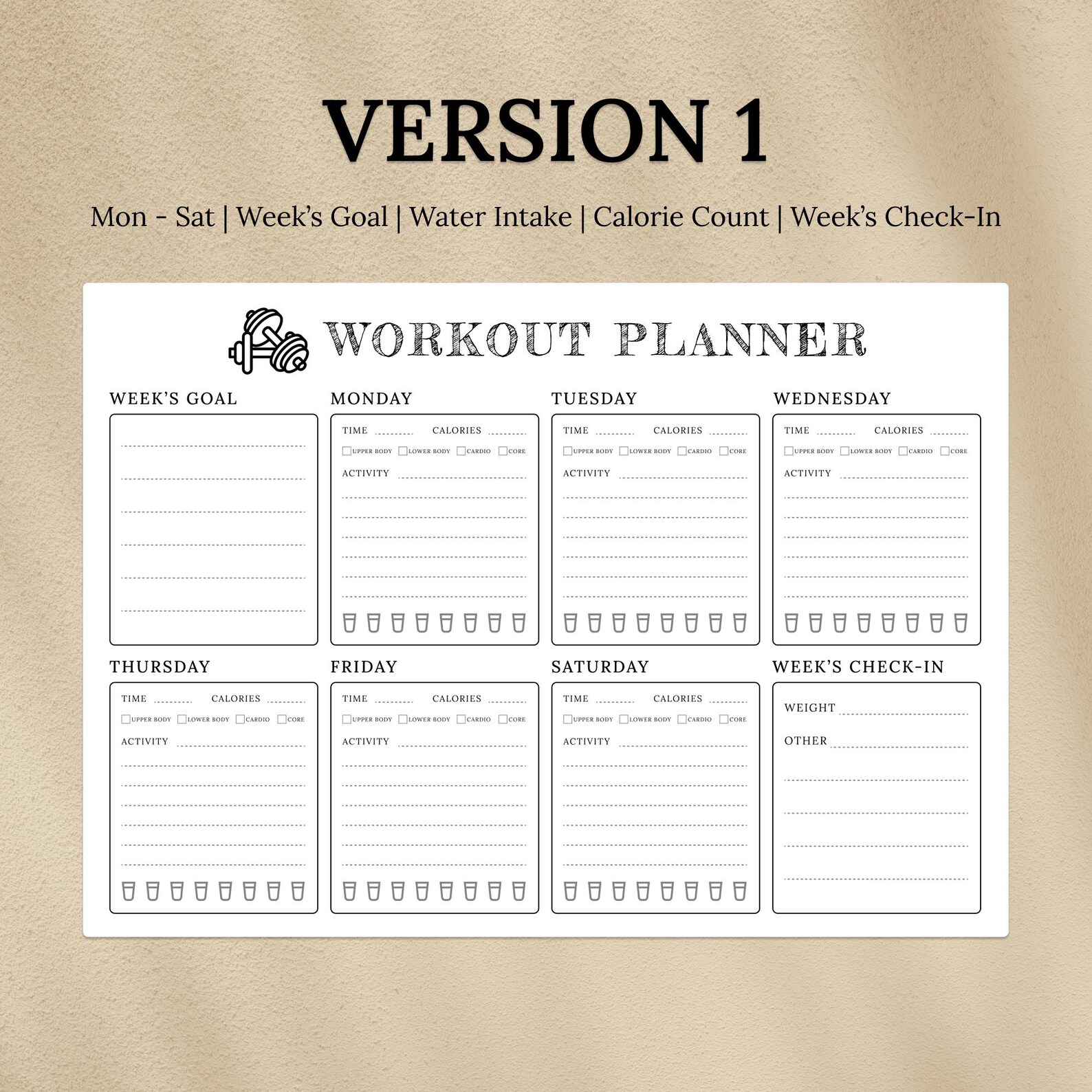 Printable Weekly Workout Planner, Fitness Tracker (a4/a5/letter/half ...
