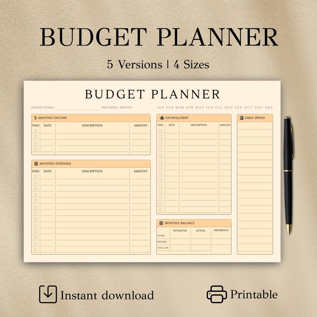 Budget Planner Printable, Minimalistic, Monthly Expenses, Monthly ...