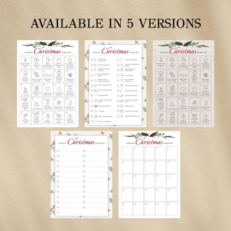 Christmas Bucket List, Christmas Activity List, PRINTABLE, Printable ...