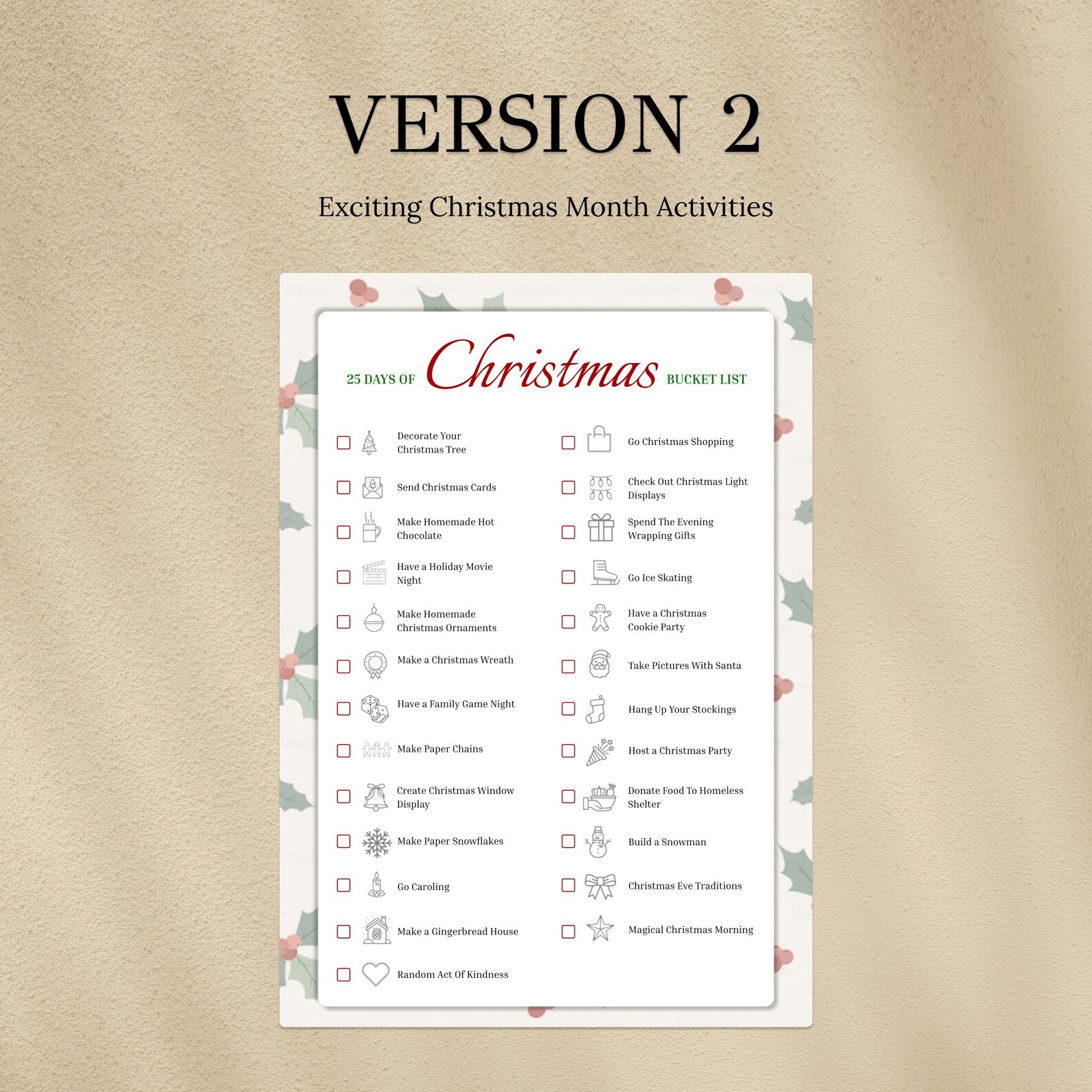 Christmas Bucket List, Christmas Activity List, PRINTABLE, Printable ...