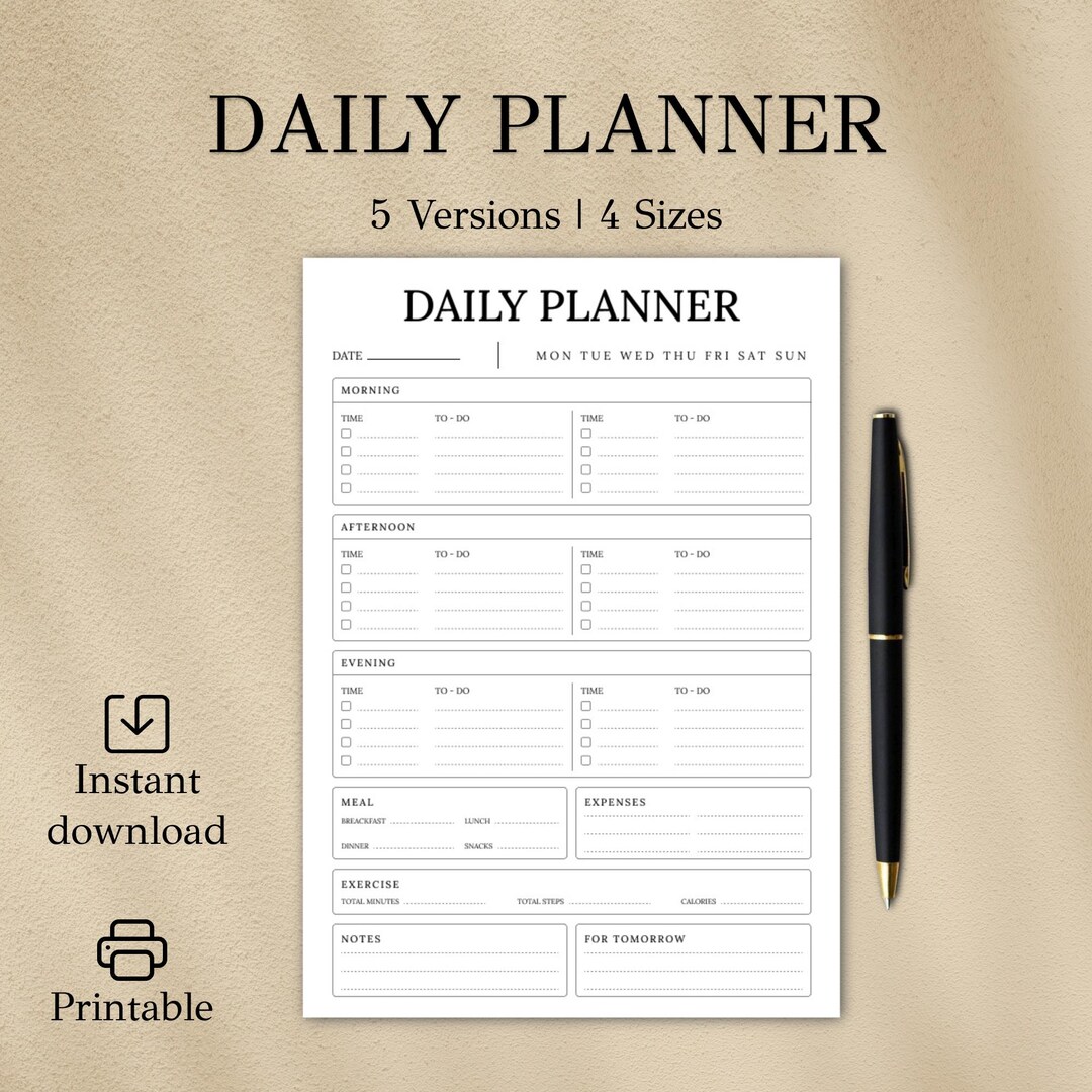 Printable Daily Planner, To-do List, Daily Schedule With Expenses ...