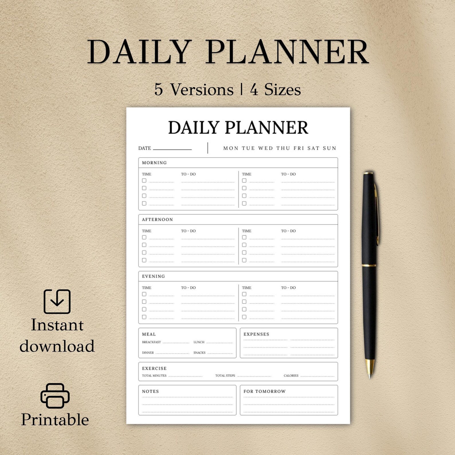 Printable Daily Planner, Schedule Organizer (a4/a5/letter/half Size ...