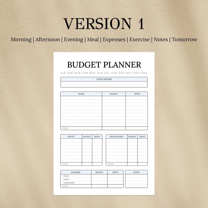 Budget Planner Printable, Paycheck Tracker, Monthly Finances, Spent ...