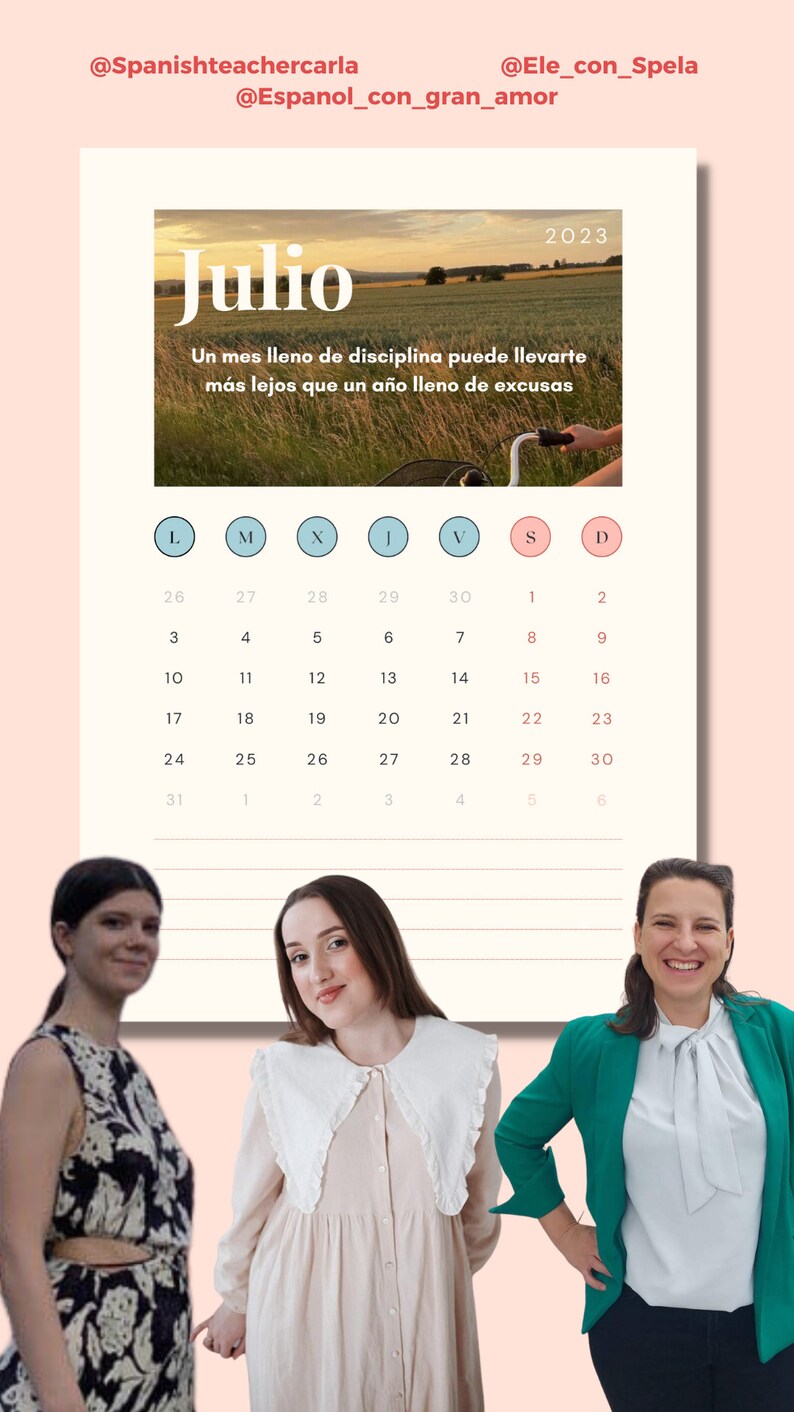 2023 Printable Calendar / Printable Calendar 2023 in Spanish - Etsy