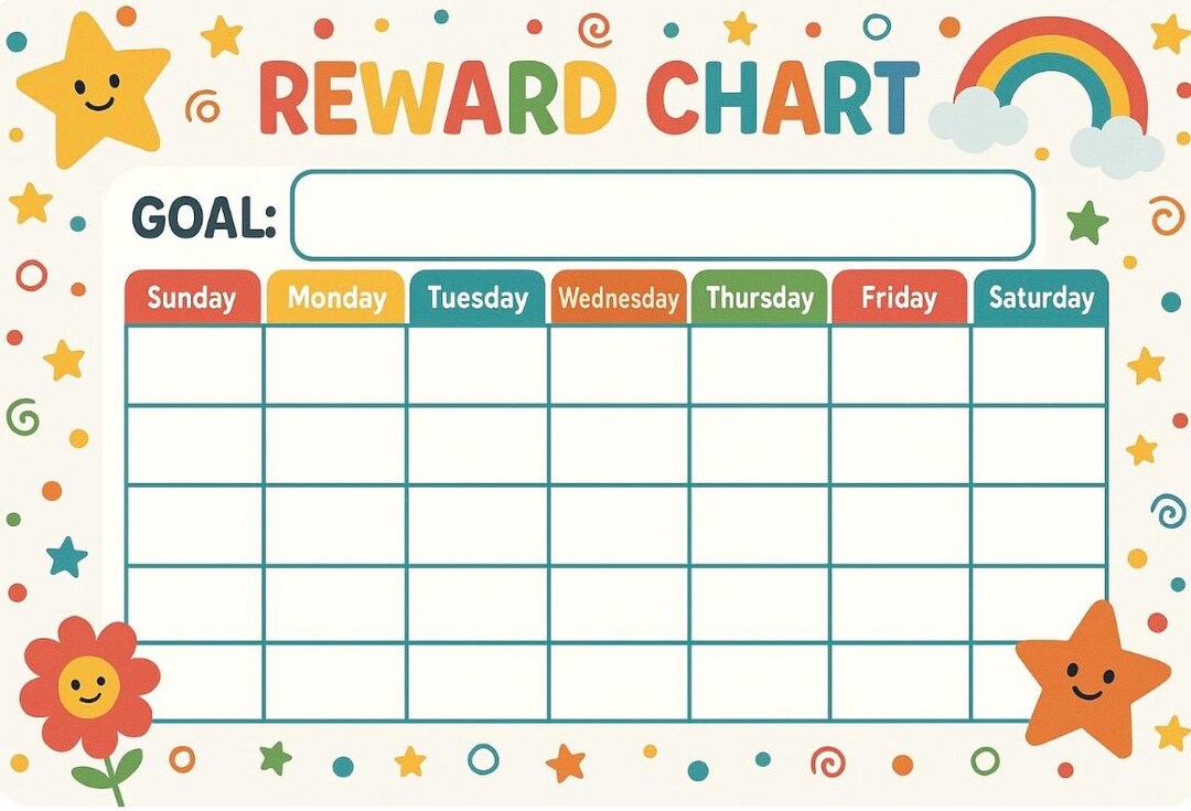Kids Printable Reward Chart | Cute Behavior Tracker | Editable Weekly ...