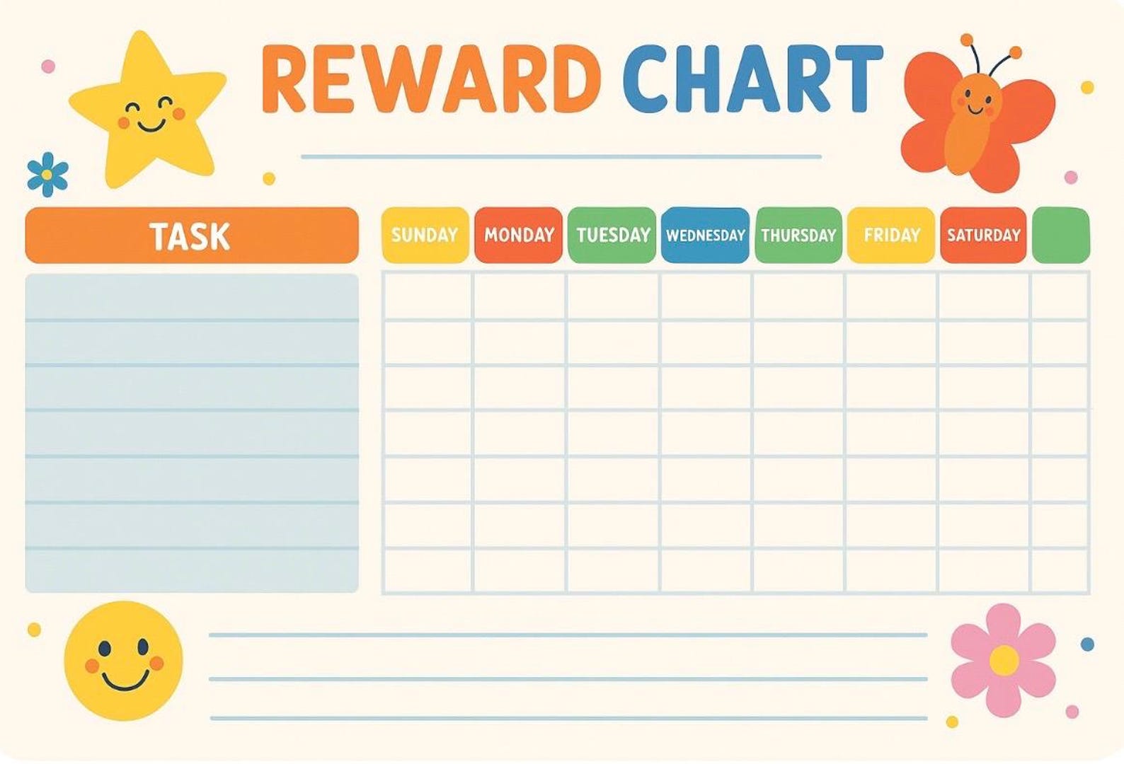Kids Printable Reward Chart | Cute Behavior Tracker | Editable Weekly ...