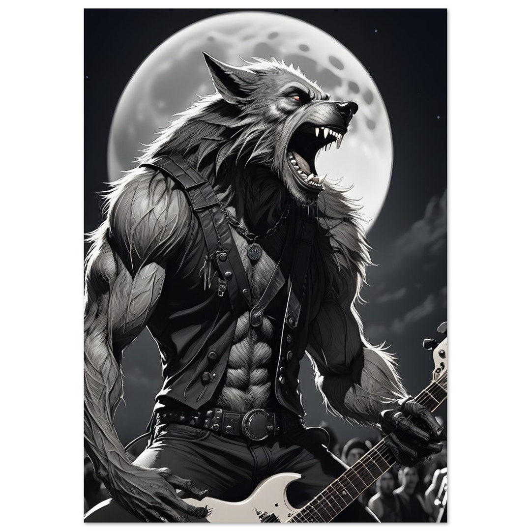 Werewolf Playing an Electric Guitar, Premium Matte Paper Poster - Etsy