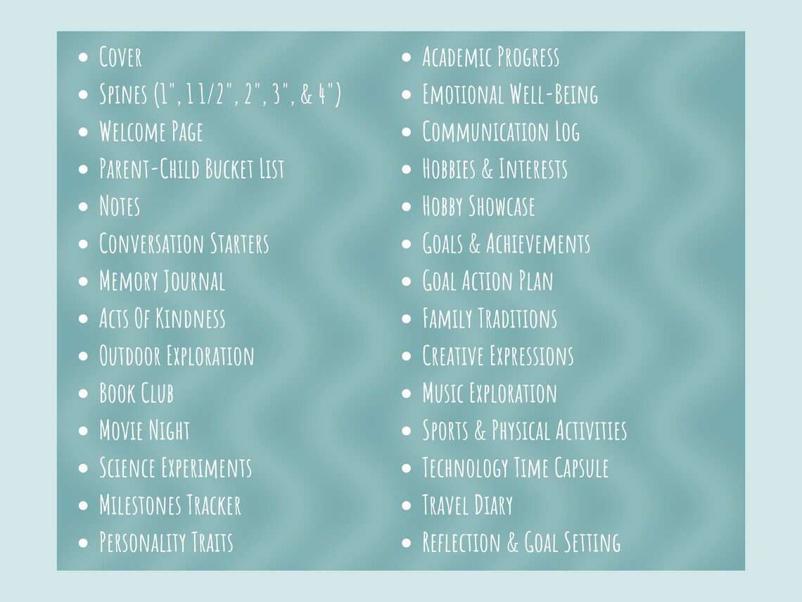 Printable Parent-child Bonding Planner | Printable Parenting Plan ...