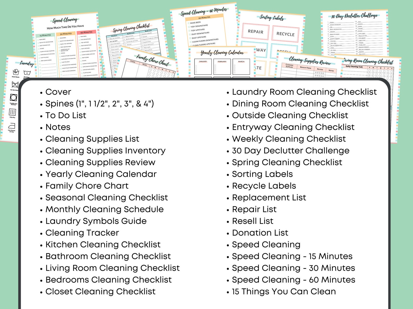 Printable House Cleaning Checklist and Schedule - Cleaning Planner ...